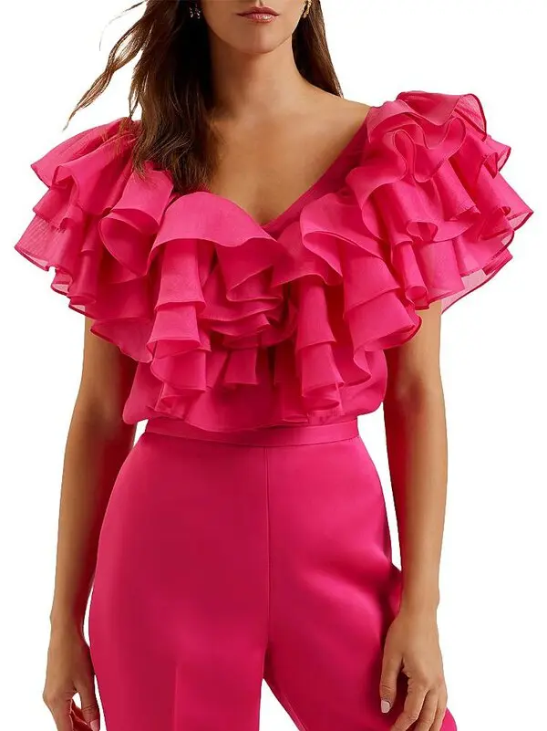 Ted Baker London Calonda Oversized Ruffle Top - Fuchsia