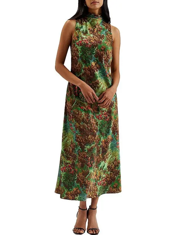 Ted Baker London Printed Midi Slip Dress - Green