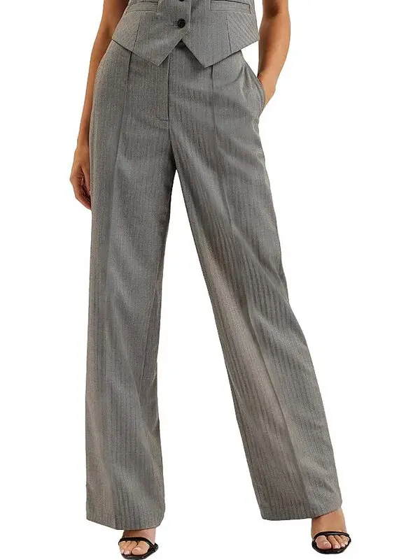 Ted Baker London Koa Metallic Pinstriped Pants - Dark Grey