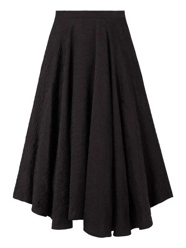 Loro Piana Elise Quilted Silk-cloqué Midi Skirt - Brown