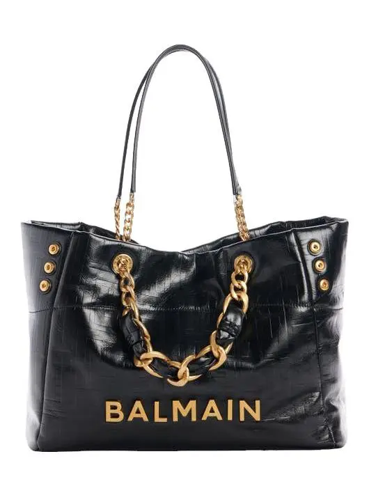 Balmain 1945 Monogram Embossed Small Tote - 0pa Black