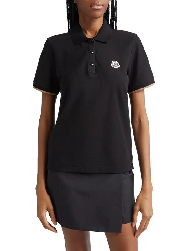 Moncler Cotton Piqué Polo - Black