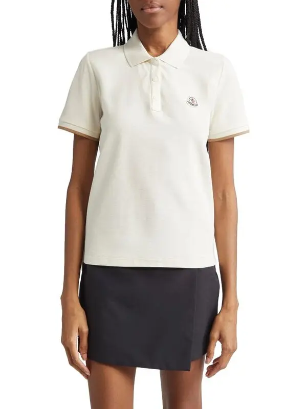 Moncler Cotton Piqué Polo - Silk White