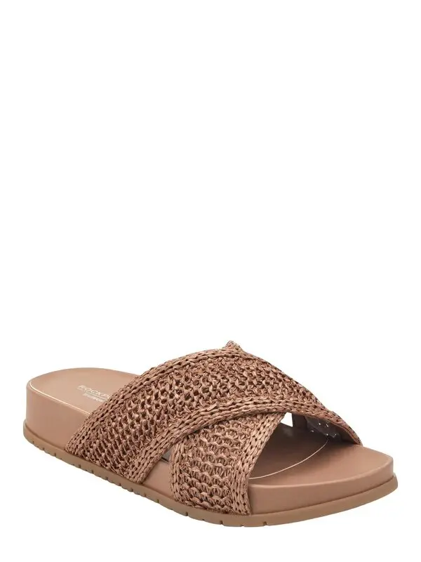 Rockport Leia Slide Sandal - Medium Brown Woven