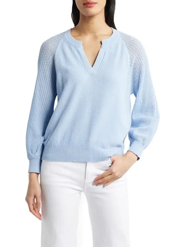Wit & Wisdom V-notch Sweater - Blue Crush