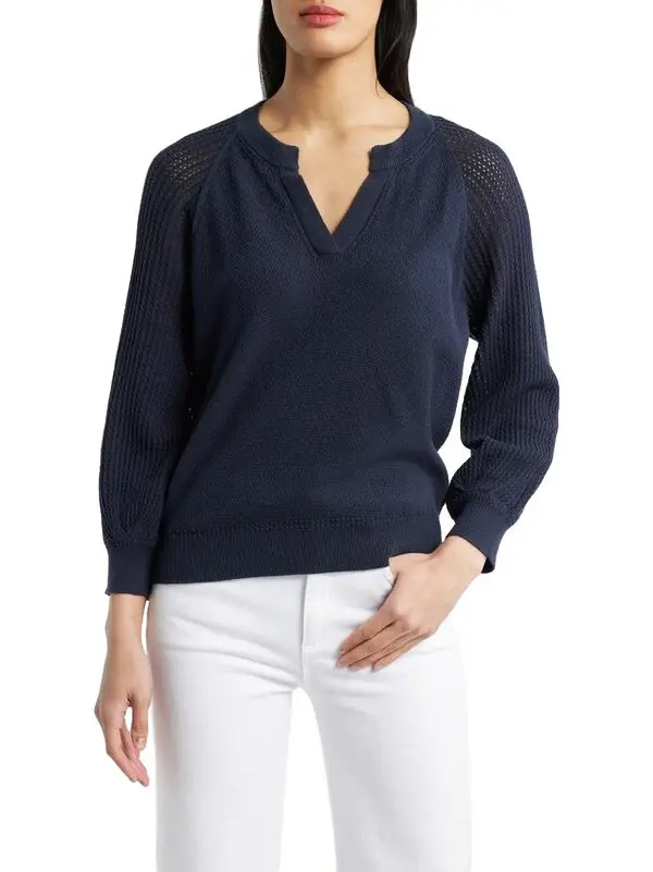 Wit & Wisdom V-notch Sweater - Navy