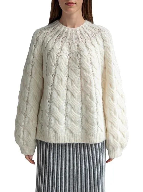 SSKEIN Tomo Mix Cable Handknit Pullover - Ivory