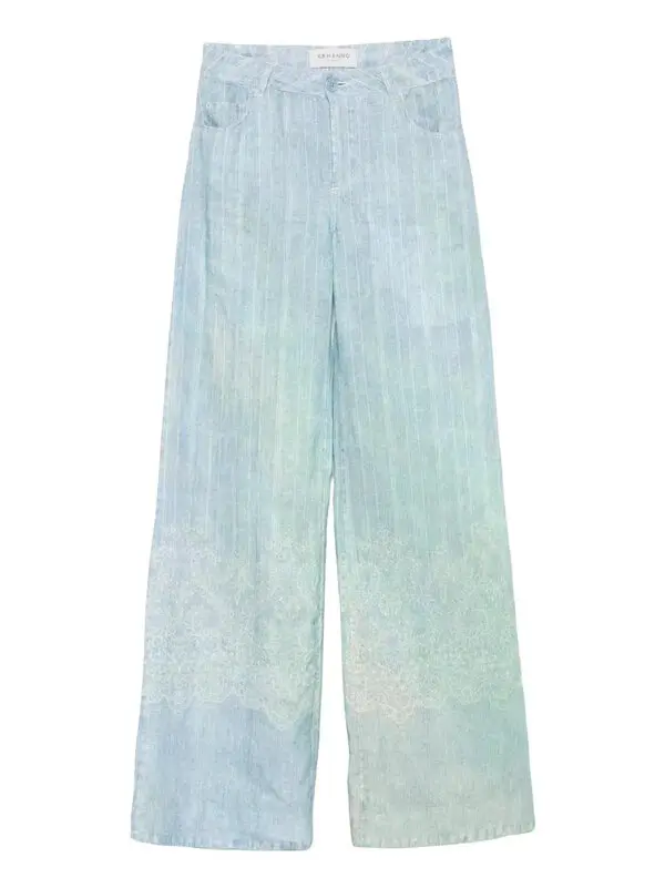 ERMANNO FIRENZE Striped Trousers - Blue