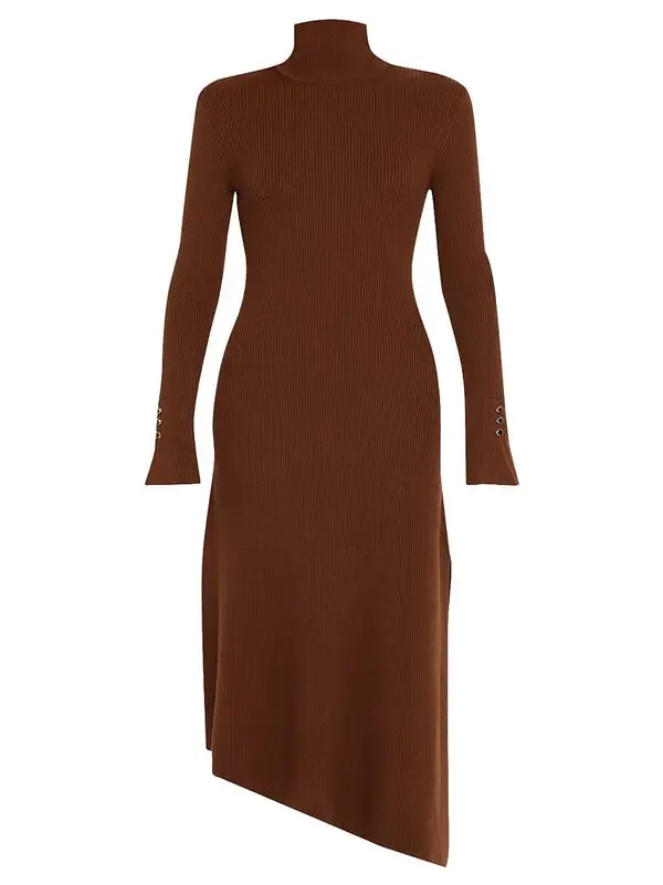 A.L.C. Jett Merino Turtleneck Midi Dress - Brunette