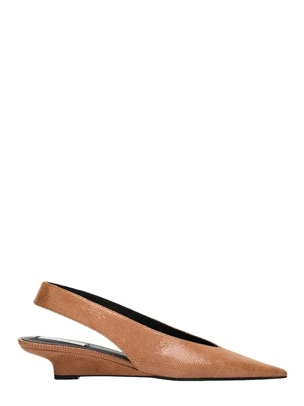 TOTÊME Lizard-embossed Leather Slingback Wedge Pumps - Tan