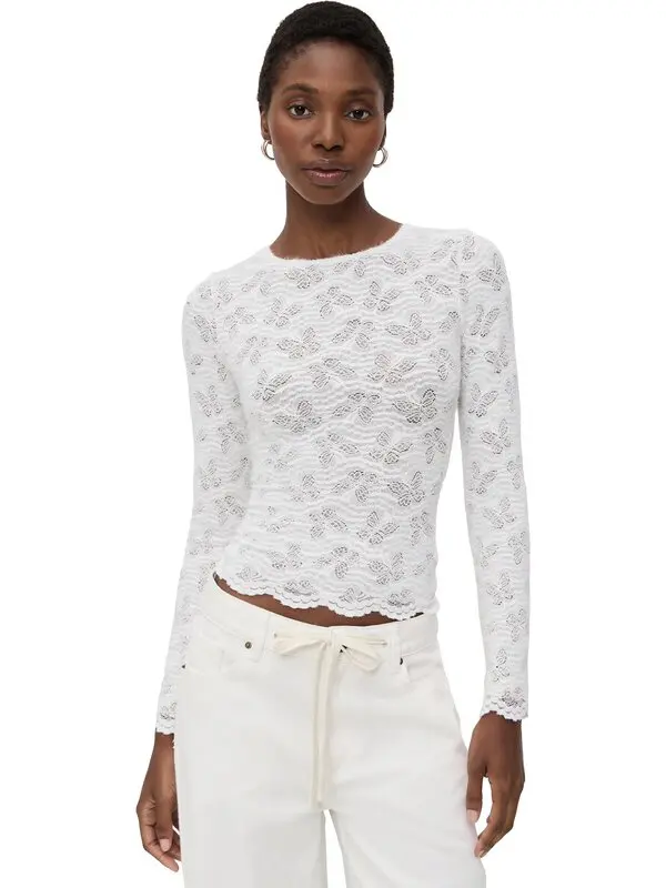 Lioness Poppy Lace Long Sleeve Blouse - Cream