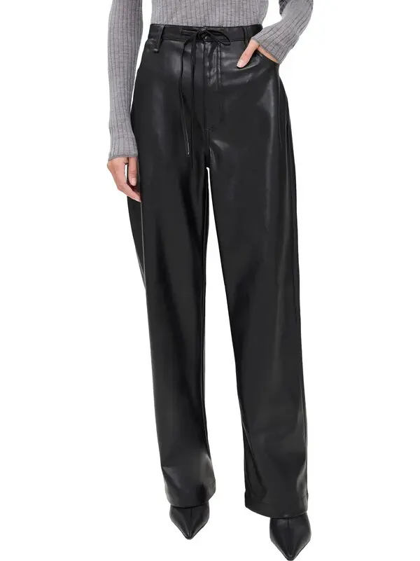 Rag & Bone Phoebe Faux Leather Drawcord Pants - Black