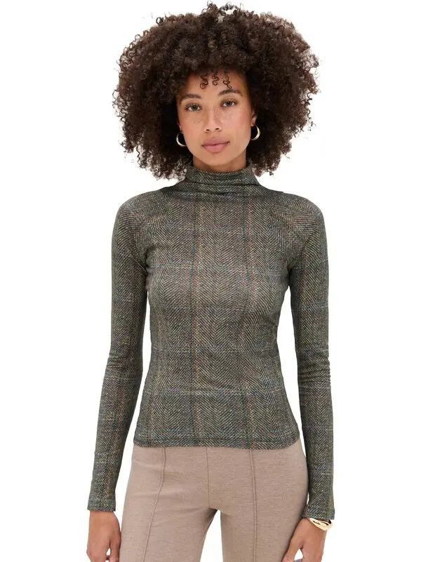 Rag & Bone Shaw Paneled Long-sleeve Turtleneck Tee - Brown Multi