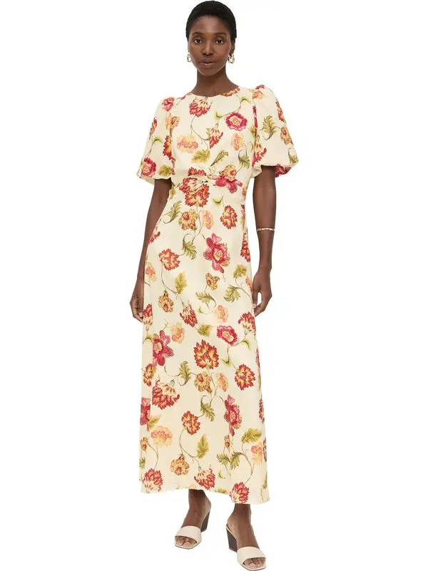 KIVARI Odessa Floral Maxi Dress - Butter/red