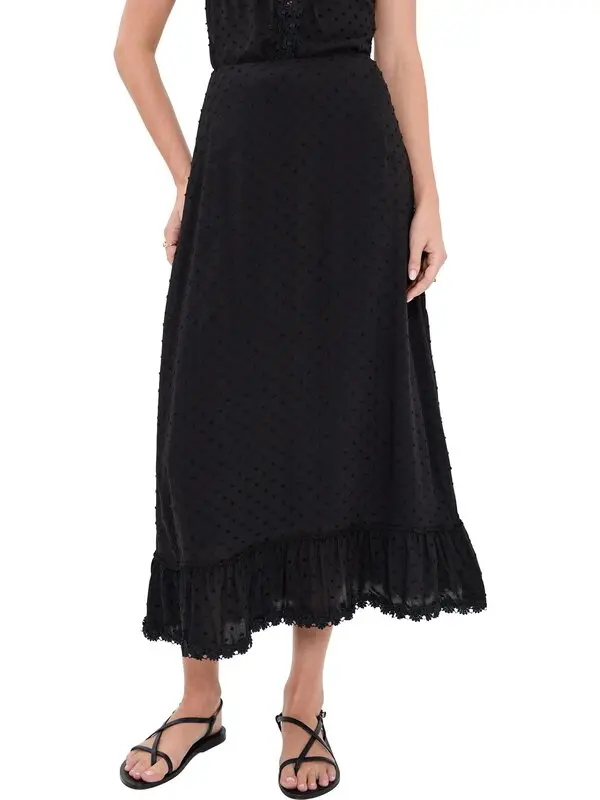 Peixoto Lola Ruffled Polka Dot Skirt - Black Lotus
