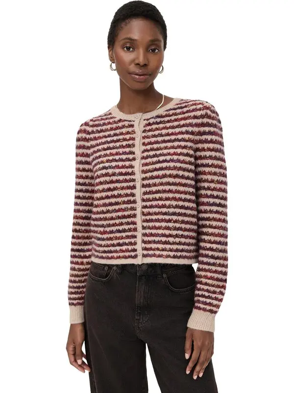 LE JEAN Jasmine Cardigan - Burgundy Stripe