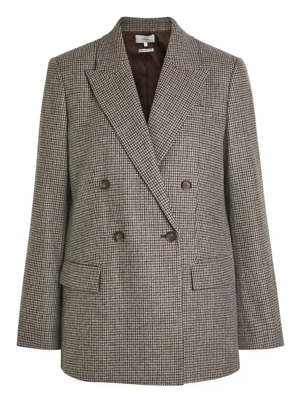Vince Houndstooth Woven Blazer - Brown
