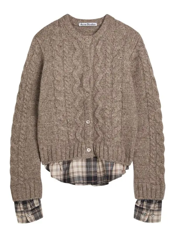 Acne Studios Plaid Shirt-effect Brushed Wool-blend Cardigan - Light Brown