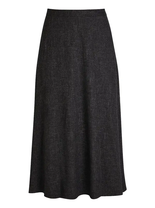 Vince Woven Midi Skirt - Mid Grey