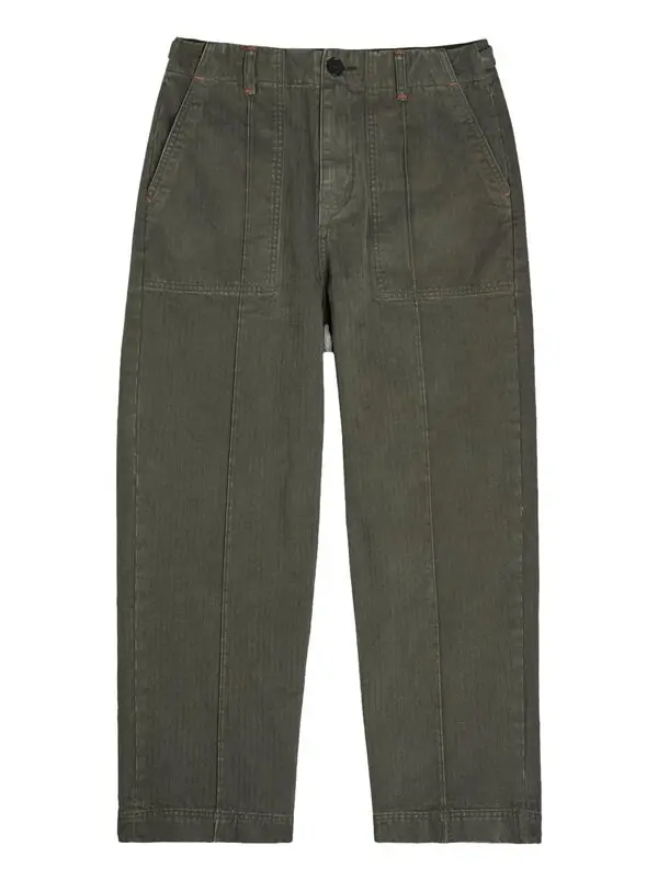 THE ELDER STATESMAN Dundy Herringbone Cotton Trousers - Dark Grey