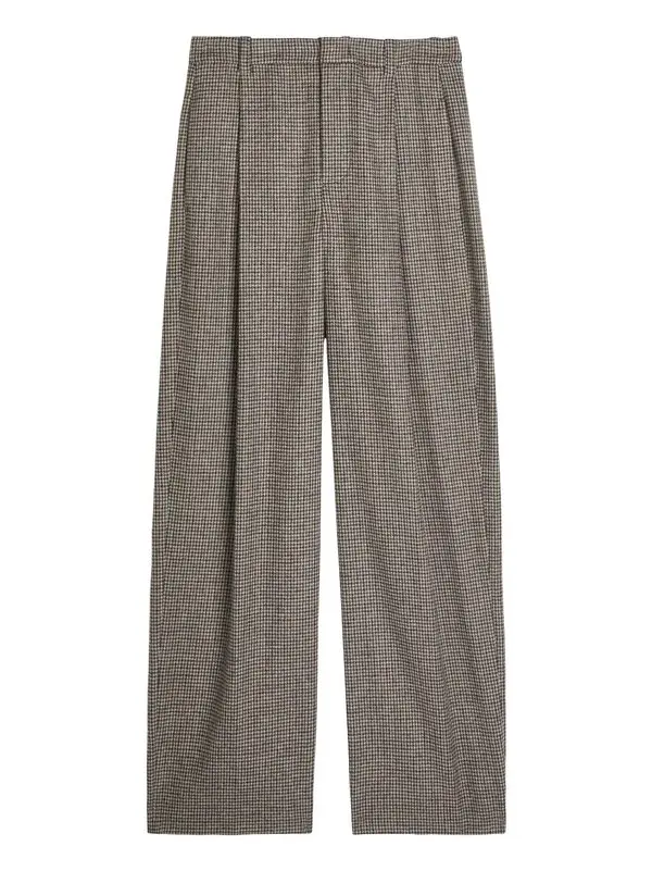 Vince Houndstooth Straight-leg Woven Trousers - Brown