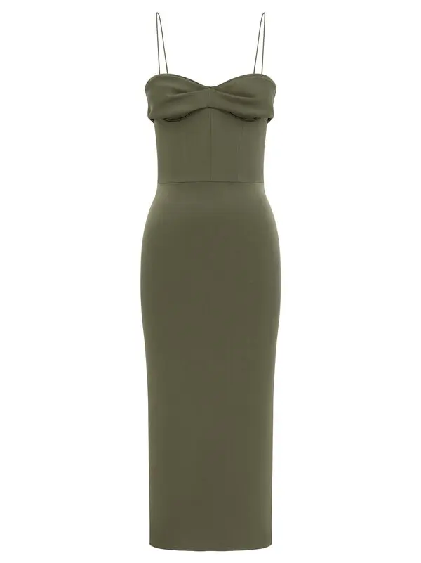 Alex Perry Draped Satin-crepe Midi Dress - Khaki