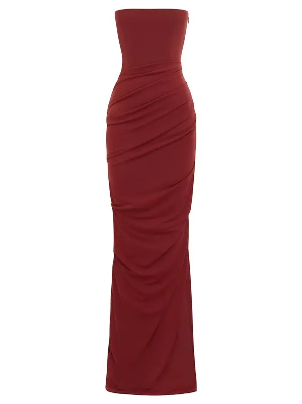 Alex Perry Strapless Maxi Dress - Burgundy