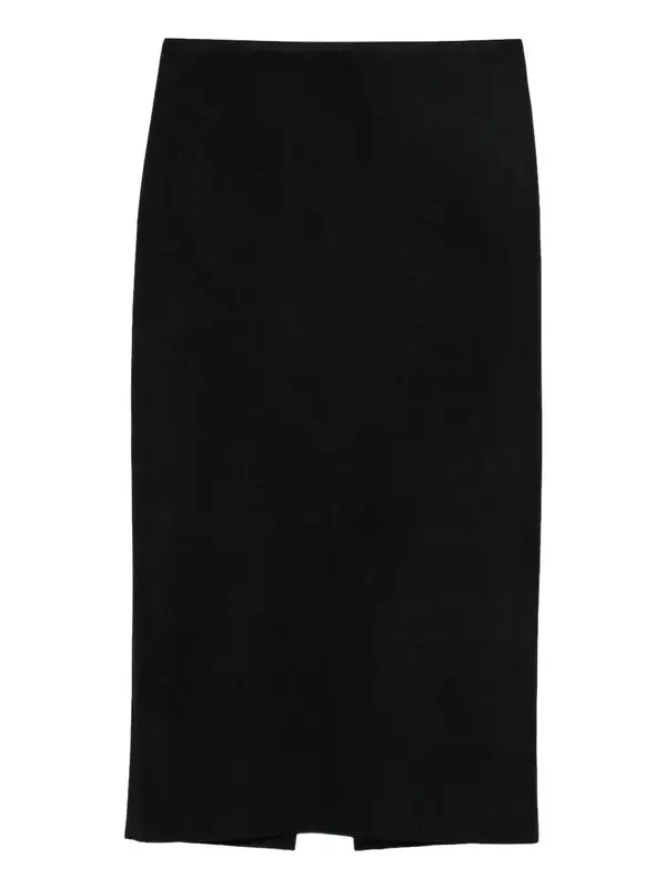THE M Straight Skirt With Rear Slit - Black