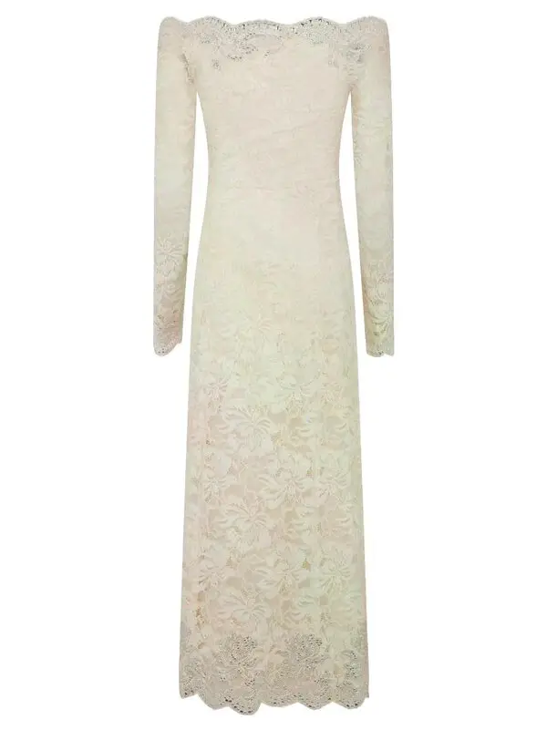 Rabanne Off-shoulder Lace Midi Dress - Neutrals
