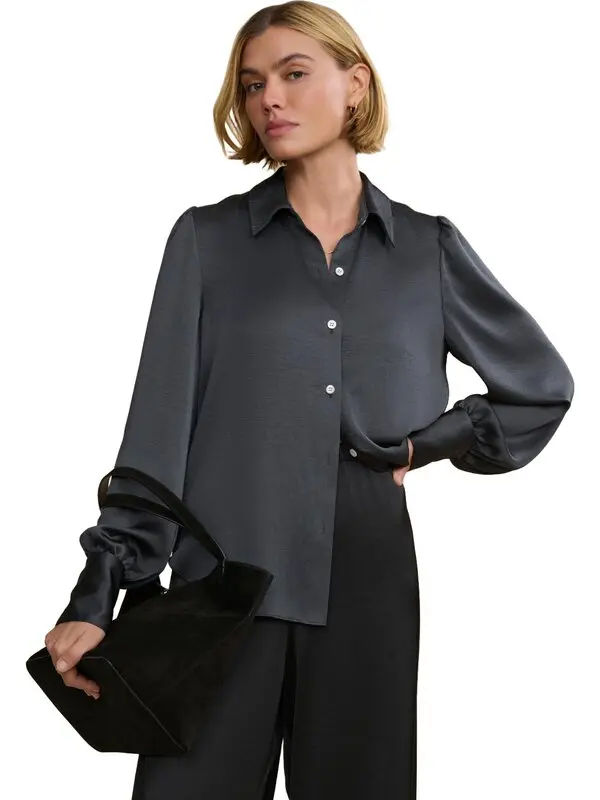 Jenni Kayne Remy Satin Shirt - Multicolor,slate Linen