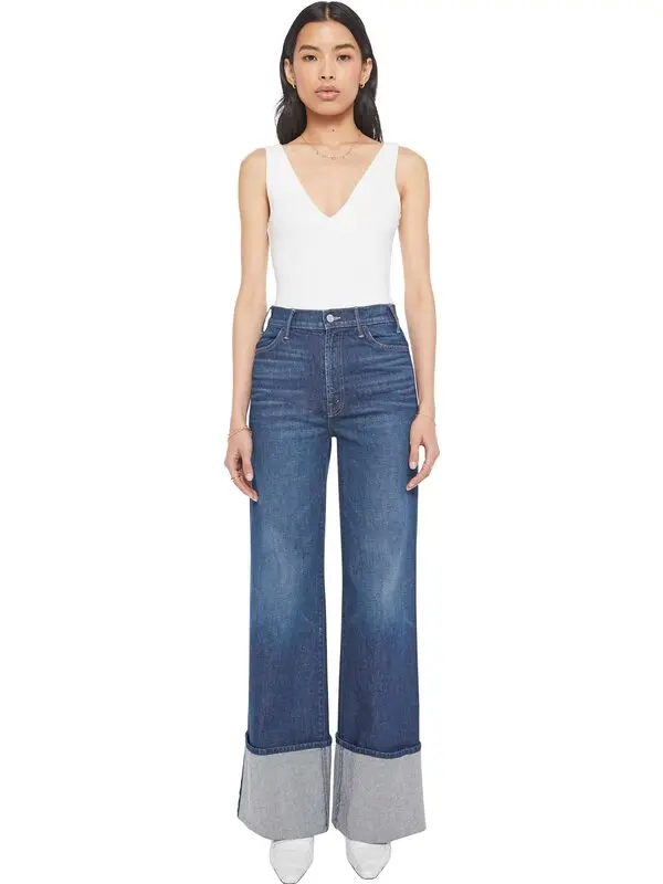 MOTHER The Hustler Roller Sneak Cuff Jeans - Blue