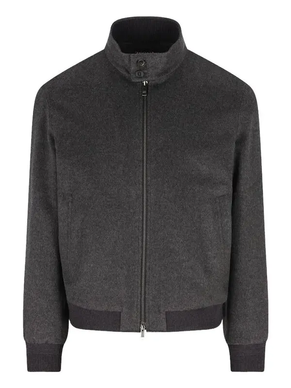Zegna Ribbed Trim Jacket - Black