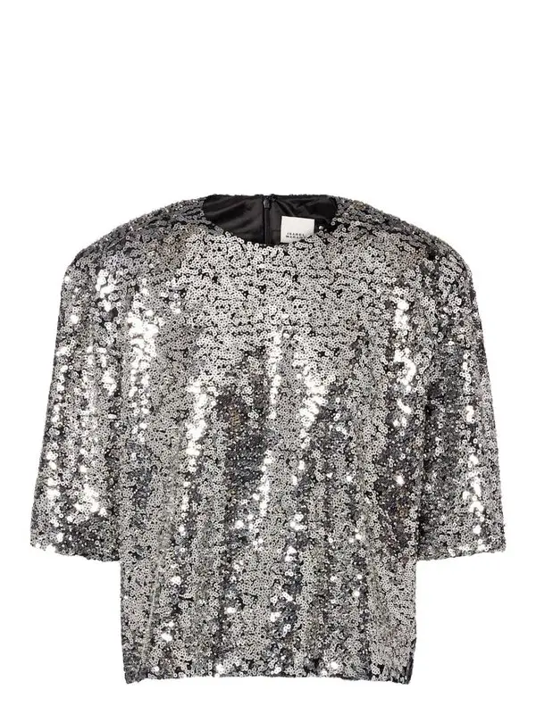 Isabel Marant Helga Sequined Top - Silver