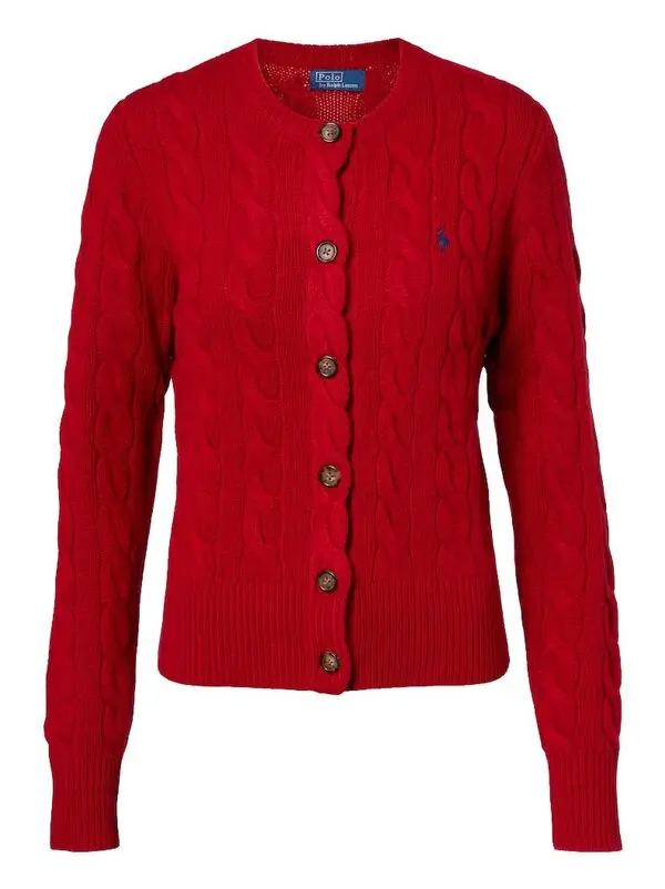 Polo Ralph Lauren Cable-knit Wool And Cashmere Cardigan - Red