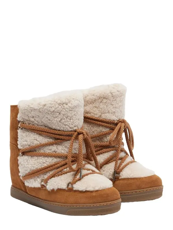 Isabel Marant Nowles Shearling And Suede Snow Boots - Brown