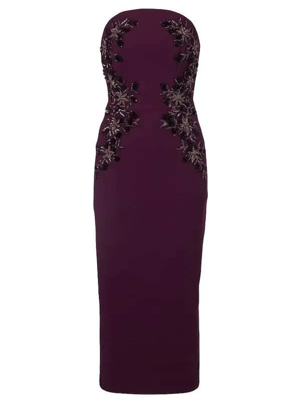 Rebecca Vallance Beatrice Beaded Crêpe Midi Dress - Burgundy
