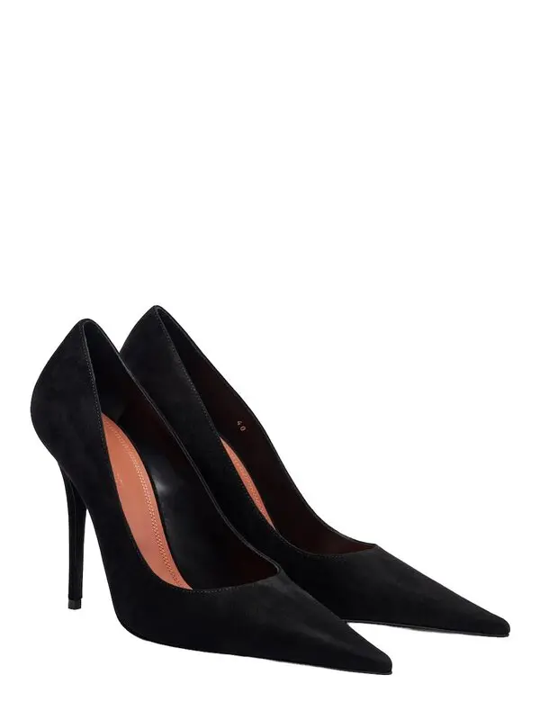 Amina Muaddi Barbara 105 Suede Pumps - Black