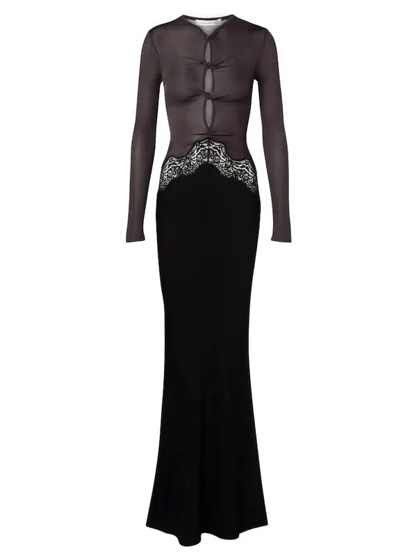 Christopher Esber Cutout Lace-trimmed Maxi Dress - Black