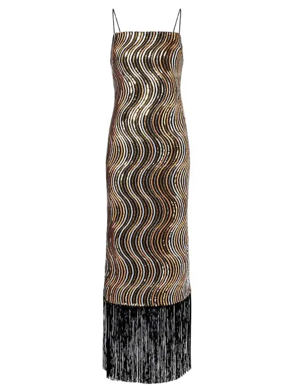 TALLER MARMO Hemingway Disco Sequined Midi Dress - Gold