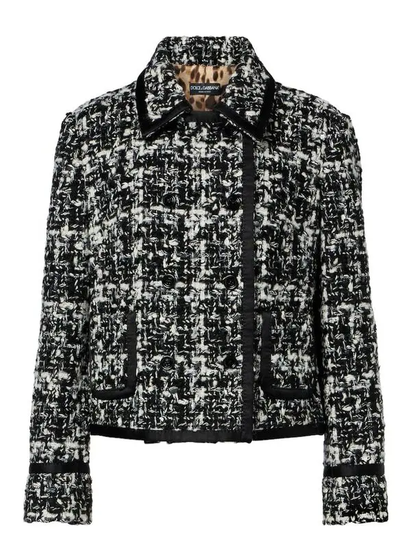 Dolce & Gabbana Checked Double-breasted Bouclé Jacket - Black