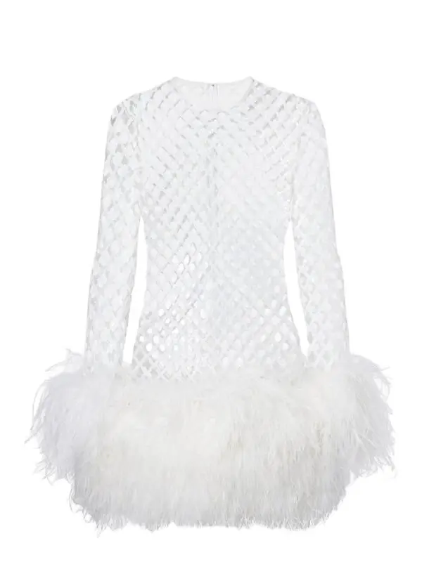 Dolce & Gabbana Feather-trimmed Sequined Minidress - White