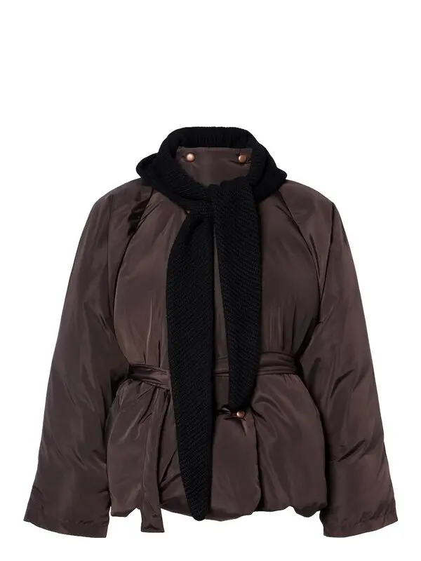 Magda Butrym Belted Hooded Puffer Jacket - Brown