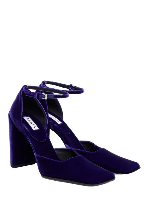 Alaïa Square 90 Velvet Pumps - Purple