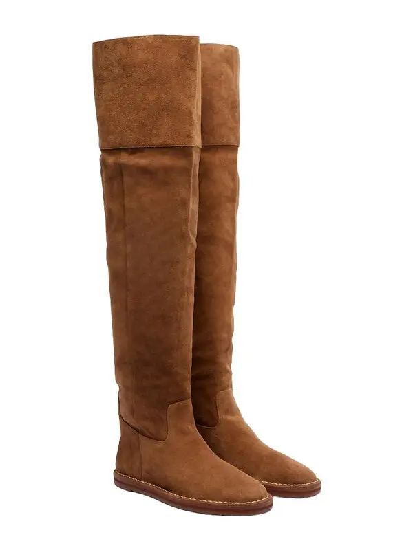 Farm Rio Suede Over-the-knee Boots - Brown