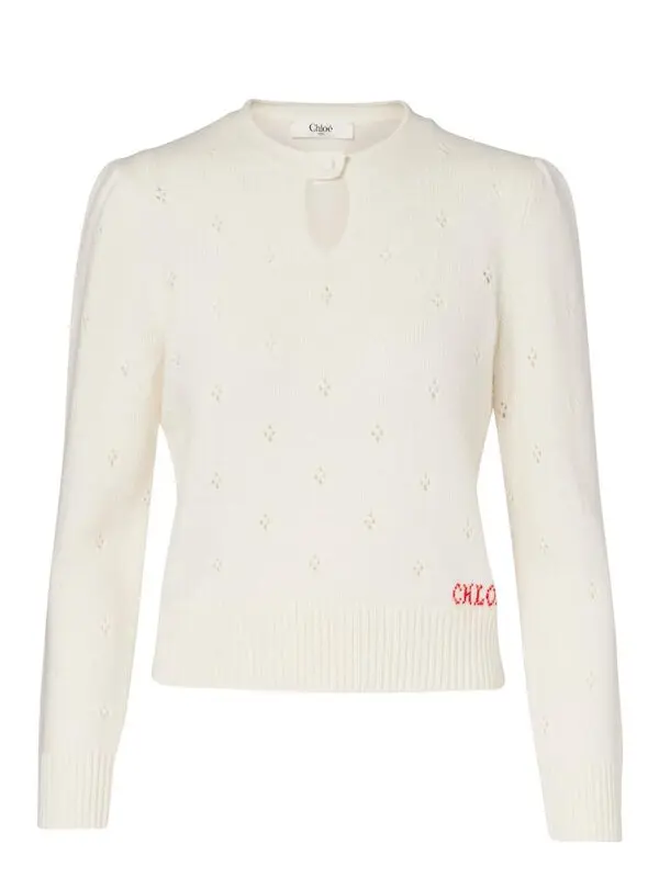 Chloé Pointelle Wool And Cashmere Sweater - White