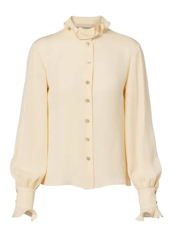 Valentino Garavani Ruffled Silk Georgette Blouse - Beige