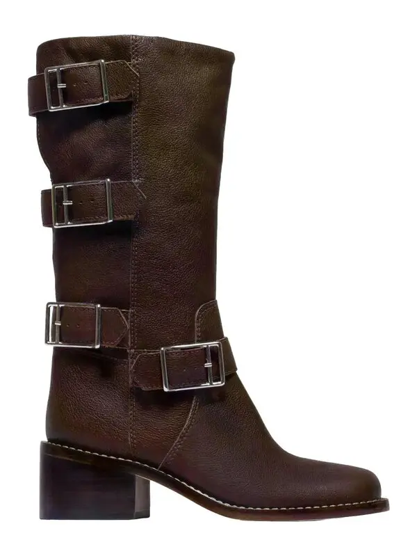Bernardo 1946 50mm Triple-buckle Leather Boots - Brown
