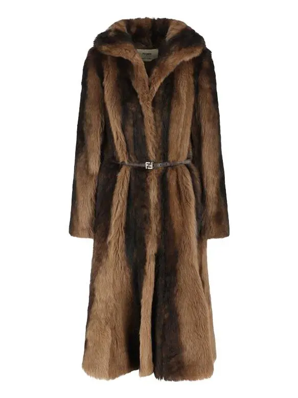 Fendi Dorsal Shearling Coat - Beige