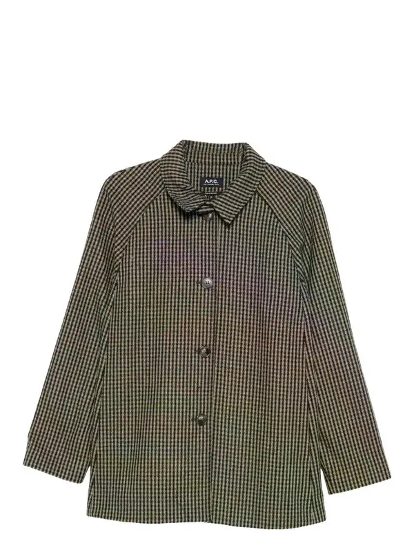 A.p.c. Buttoned Check Coat - Brown