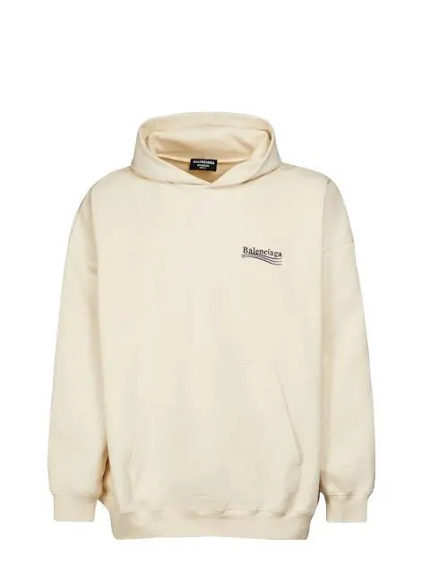 Balenciaga Embroidered Logo Hoodie - Cream